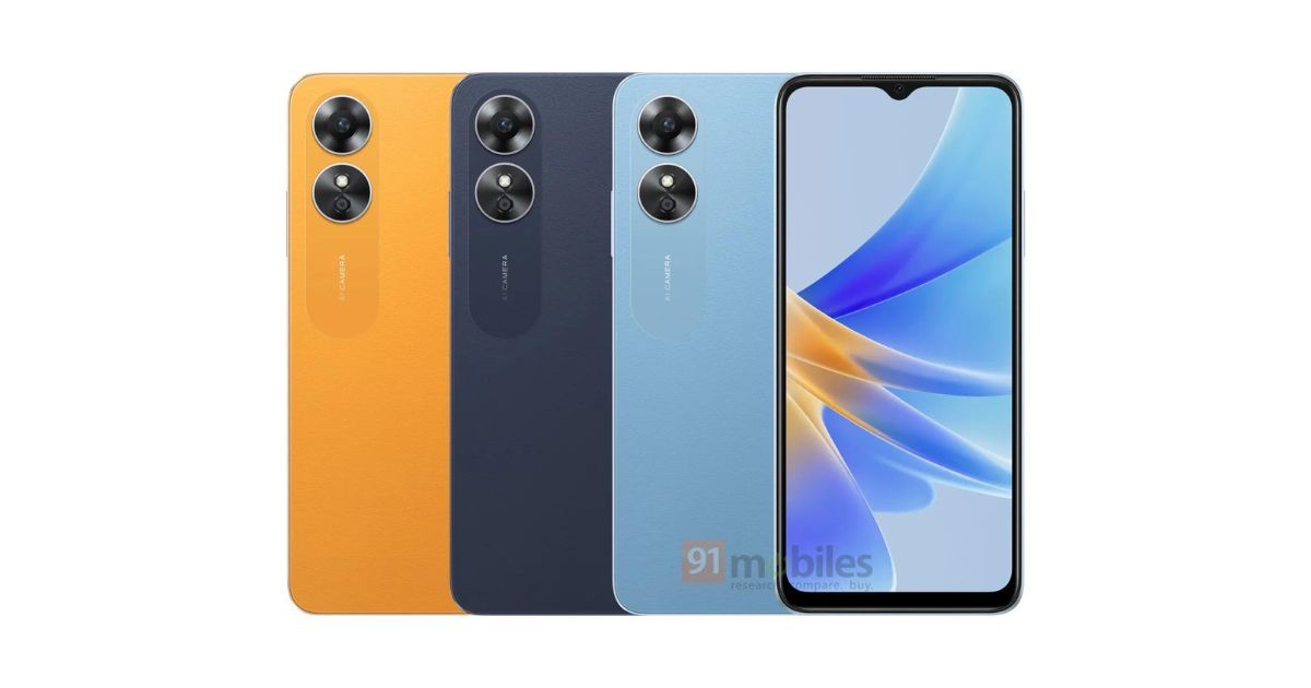 OPPO A17 rendert durchgesickert und enthüllt Farboptionen, Display ...